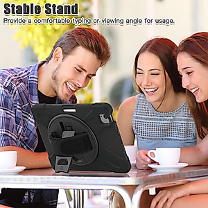 ZenRich iPad Air 5th Generation Case 2022, iPad Air 4th Generation 10.9 inch Case with Pencil Holder/Stand/Hand Strap/Shoulder Belt, Shockproof Case for iPad Air 10.9'',Black