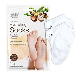 New Epielle Hydrating Foot Masks (Socks 6pk) for Cracked feet, Dry Heels, Toes and Callus - Shea Butter + Jojoba Oil + Vitamin E moisturize feet & Soften cuticles, STOCKING STUFFERS