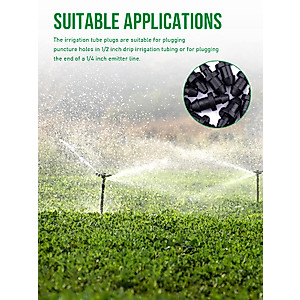 Kalolary 500 Pcs Drip Irrigation Plug, 1/4 inch Tube End Closure Irrigation Plugs Irrigation Stopper for Home Garden Lawn Supplies(Black)