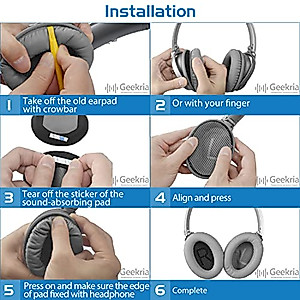 Geekria Earpad + Headband Compatible with Bose Around-Ear AE2, AE2i, AE2w Headphone Replacement Ear Pad + Headband Cover/Ear Cushion + Headband Protector Earpads Repair Parts (Black)