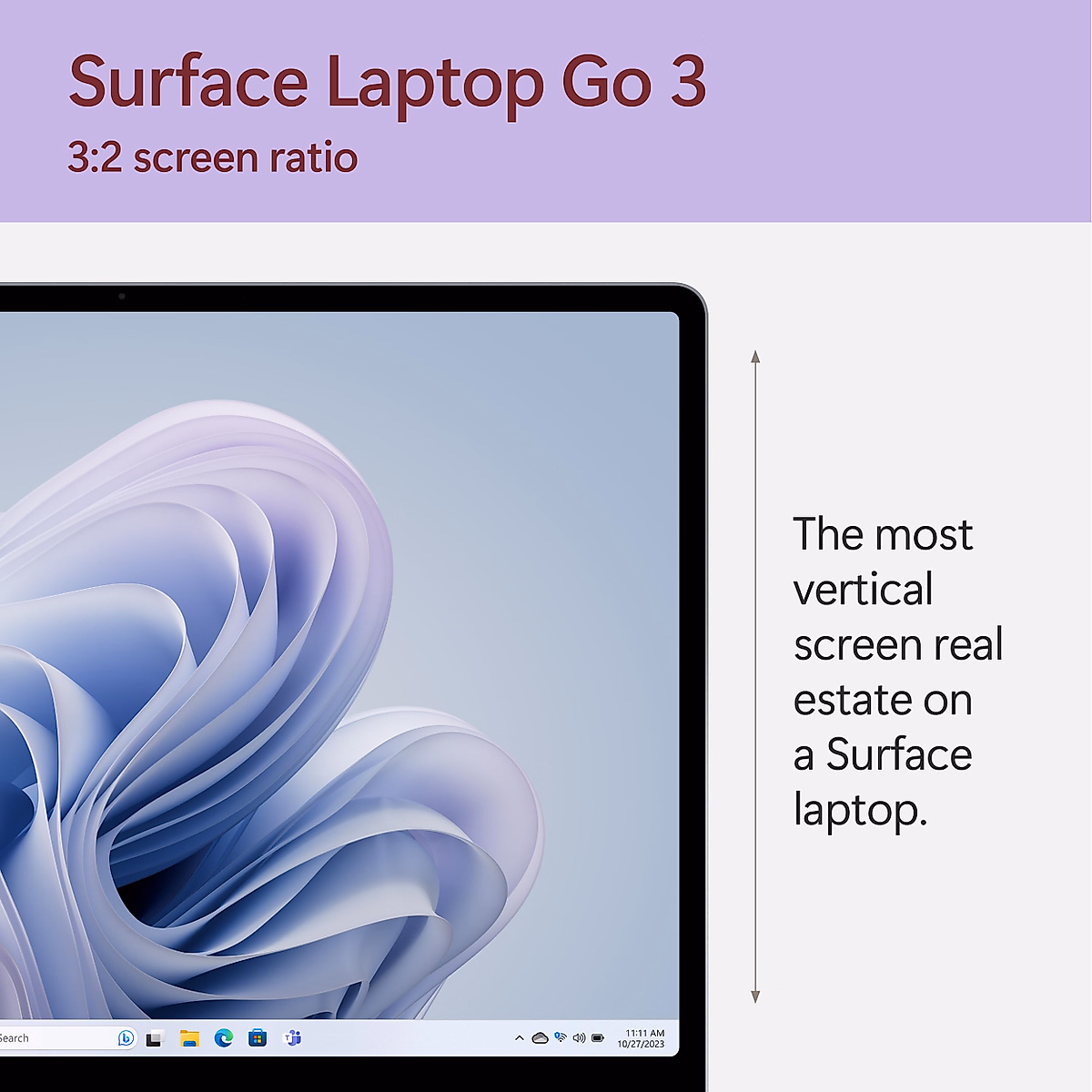 Microsoft Surface Laptop Go 3 (2023) - 12.4" Touchscreen, Thin & Lightweight, Intel Core i5, 8GB RAM, 256GB SSD SSD, with Windows 11, Platinum Color Copilot