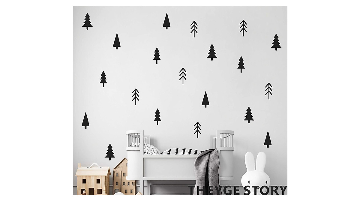 Decorate Kids Rooms with Black Pine Tree Wall Decals by IKEYU