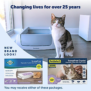 PetSafe ScoopFree Crystal Cat Litter Tray Refills – Lavender Scent, 3-Pack – Disposable Tray – Includes Leak Protection & Low Tracking Litter – Absorbs Odors on Contact
