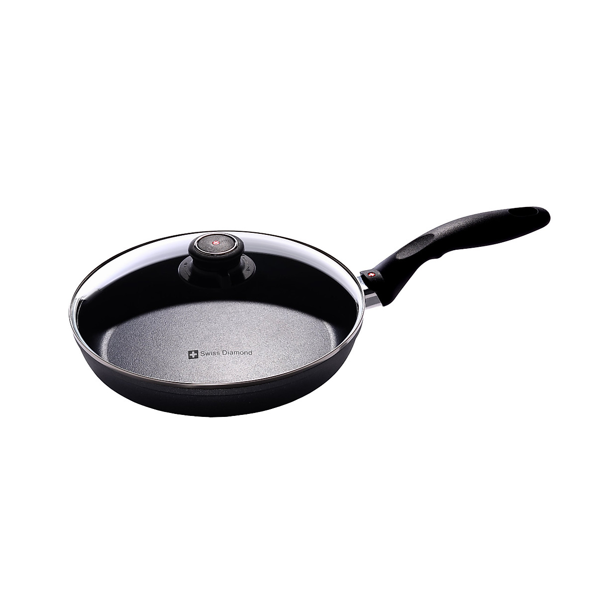 Swiss Diamond 9.5" Frying Pan - HD Nonstick Induction Diamond Coated Aluminum Skillet, Includes Lid - PFOA Free, Dishwasher Safe and Oven Safe Fry Pan, Grey