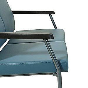 Office Star Bariatric Hip Patient Big and Tall Loveseat Medical Office Chair with Wider Seat and Sturdy Titanium Finish Metal Frame and Back Reinforcement, Dillon Blue