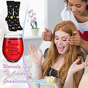 Patelai 2024 Graduation Gift Idea for Graduates, Congrats Grad Gift Set Including Graduation Wine Glass and Graduation Unisex Socks for College Graduates Daughter Friends