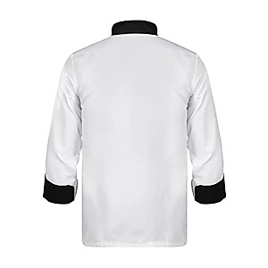 TiaoBug Men's Short Sleeve Chef Coat Jacket Restaurant Chef Uniform Breathable Tops with Pocket White B Large