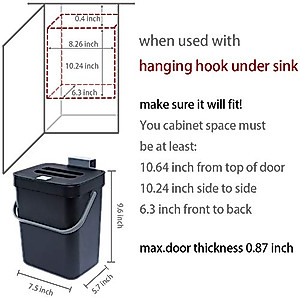 Jesintop Compost Bin for Kitchen Countertop Under Sink,Bathroom Hanging Small Trash Can with Lid,Mountable Food Waste Bucket,1.3 Gal/5 L Series,Black