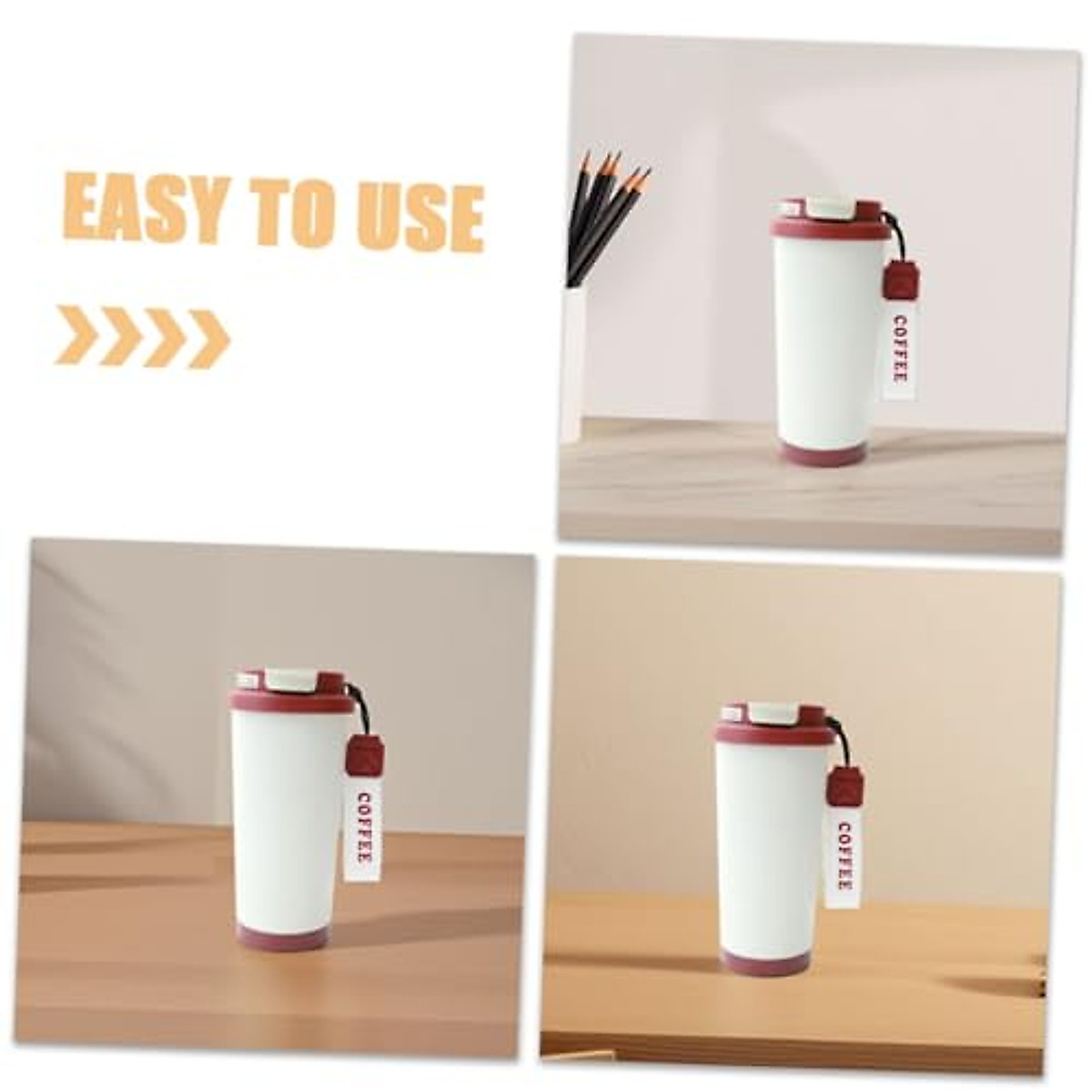 LABRIMP Sulated Stainless Steel Travel Cup Double-walled Straw Flip Lid Men's Women's Tumbler for Hot Tea Cold Iced Coffee Vacuum Insulated