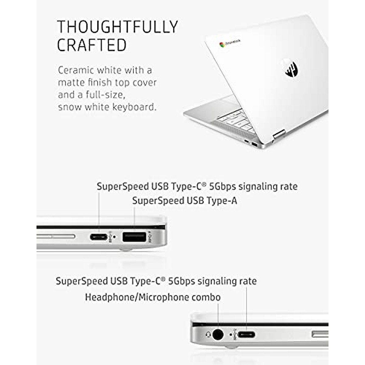 HP Chromebook x360 14 Laptop, Intel Celeron Processor, 4 GB RAM, 32 GB eMMC, 14” HD (1366 x 768), Chrome OS, Work, Streaming, School, Long Battery Life (14a-ca0050nr, 2021) (Renewed)