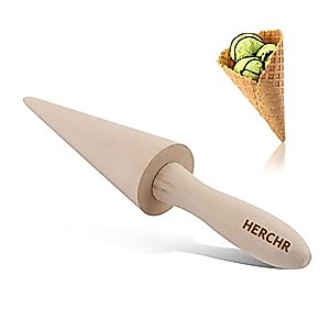 Wood Cone Roller Pizzelle Roller Krumkake Ice Cream Cone Roller Mold Natural Waffle Cone Roller Wooden Mini Waffle Cones Pastry Decorating Baking Tool