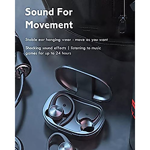 Wireless Earbuds with Earhooks Bluetooth Earbuds with Ear Hook Sport Waterproof Headphones Noise Cancelling Ear Buds with Microphone Running Workout Gym Earphones LED Power Display for Android iOS