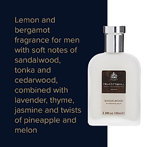 Truefitt & Hill Luxury Aftershave Balm - Sandalwood - Premium Soothing Moisturizer with Aloe Vera Extract - Ideal for Sensitive Skin, Razor Burn Relief, and a Silky Smooth Finish - 3.38 oz.