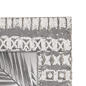 Foreside Home and Garden 5 x 7 inch Decorative Distressed Whitewashed Metal Pattern Picture Frame, 5x7, Gray