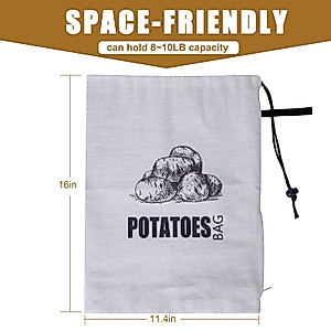 TOGETRUE Potato Onion Storage Bag, Fabric Onion and Potatoes Storage Bag, Washable Garlic Potatoes Onions Keeper with Drawstring for Pantry, 2 Pack (Potato Onion Bag)