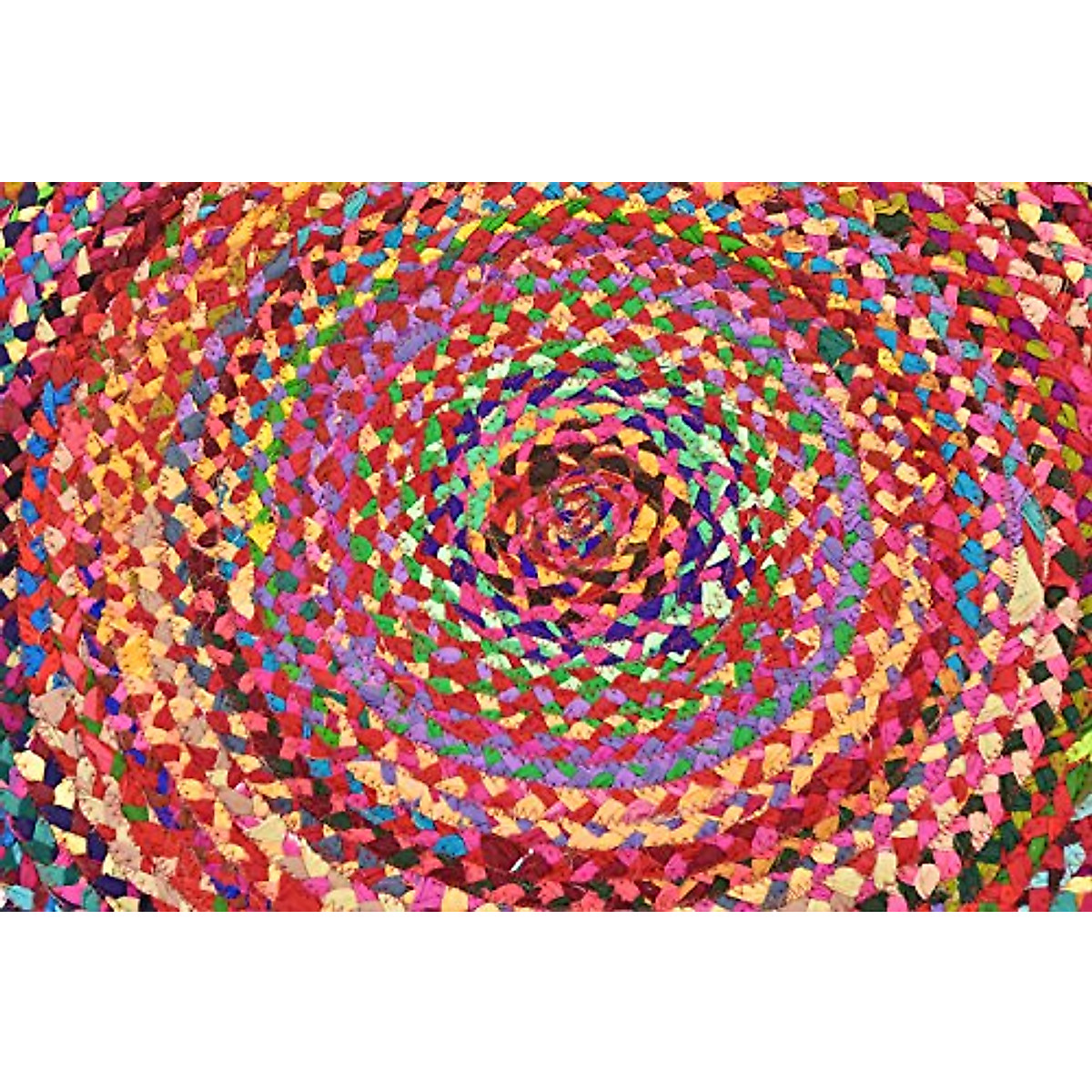 Unique Loom Braided Chindi Collection Area Rug - Layer (3' 3" Round, Multi/ Blue)