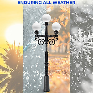 KastLite Lamp Post Globe Combo Lighting Fixture | 12" White Acrylic Lens with Black Fitter & Twist Lock Mounting | Fits 3" Diameter Posts (Not Included) | Comes with with 5000K LED Bulb