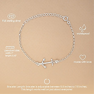 Rappel Sterling Silver Anchor Bracelet For Women, Inspirational Bracelets for Women, Motivational Gifts She Will Never Forget