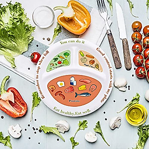2 Pieces Portion Control Plates Macro Diet Plate Bariatric Divided Portion Control Container Portion Plate Nutrition Plate for Weight Loss Balanced Eating Food Meal Dinner Adults, 8.3 Inch