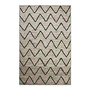 CASAVANI Natural Fiber Collection Runner Area Rug - 4' x 10' Ft Beige & Green Geometric Braided Jute Rug 0.27-inch Thick, Ideal for High Traffic Areas in Hallway & Stair, Outdoor Yoga Mat,