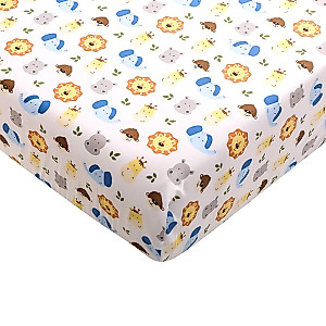 Brandream Crib Bedding Set for Boys Elephant Lion Jungle Nursery Bedding with Diaper Stacker 3D Animals, 4 Piece