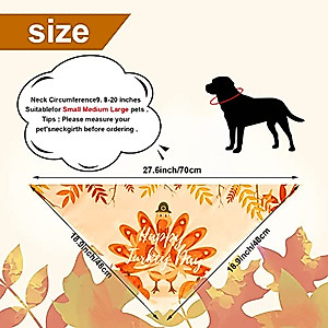 Thanksgiving Dog Bandana with Turkey Pattern,Adjustable Thanksgiving Dog Scarf,Holiday Bandanas,Fall Pet Bandana Reversible Triangle Bibs Scarf for Small Medium Large Dogs Cats(Turkey Leaves)