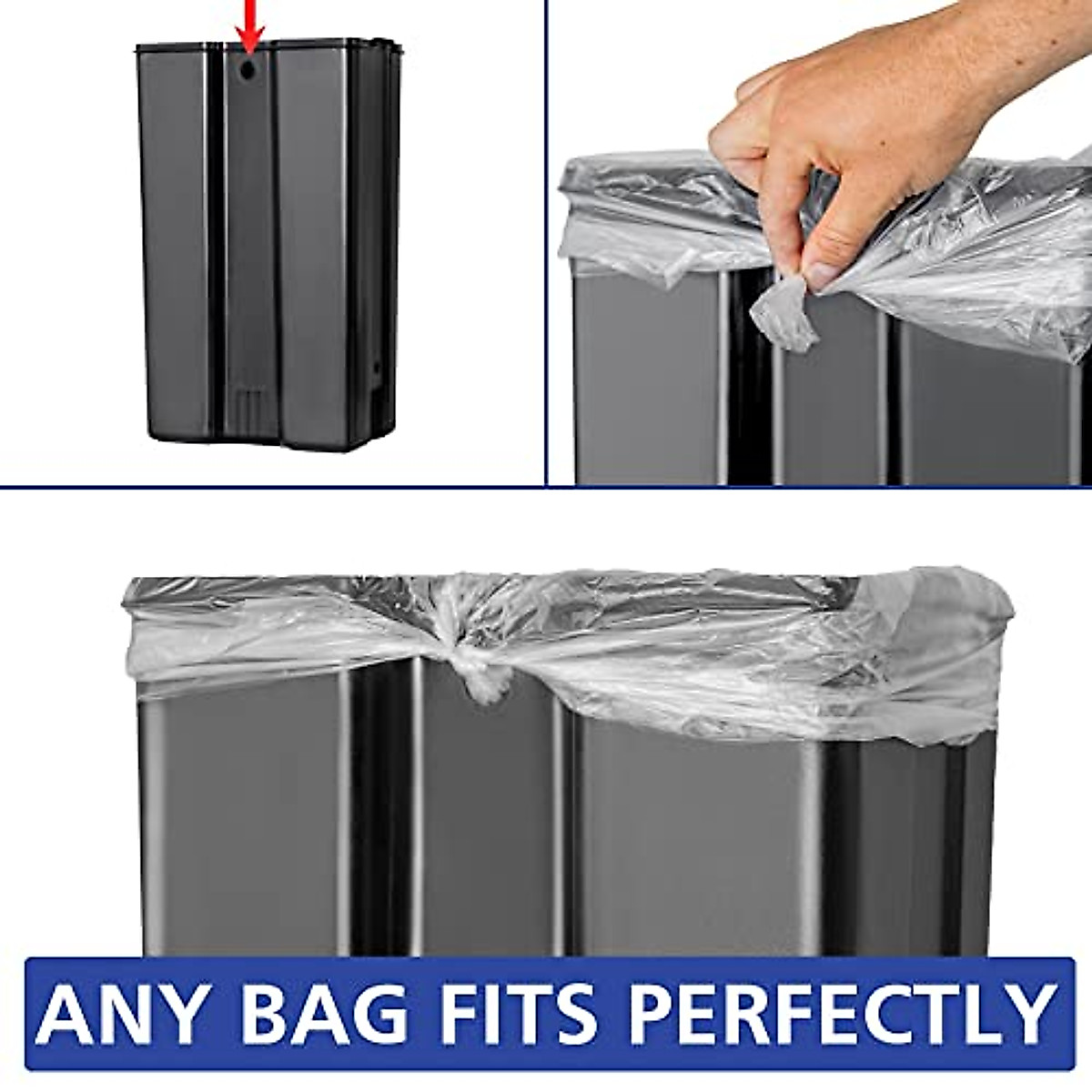 WENKO 54920218 8 Gallon Kitchen with Foot Pedal, Hands Free, Made of Steel, Dimensions (WxHxD): 13.4x24x12.8 in, Trash Can with lid, White