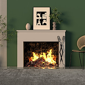 Kingson Arc Design Fireplace Tools, 26'' Firewood Tongs Log Grabber With Handcrafted Wrought Iron For Indoor Fireplace/Outdoor Fire Pit Campfire-Black