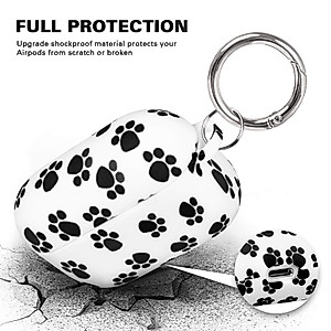 FRDERN AirPods Pro case with Keychain Soft Silicone Fadeless Pattern Printed Case Cover Skin Women Girls Men, Support Wireless Charging for AirPods Pro (Dag Paw)