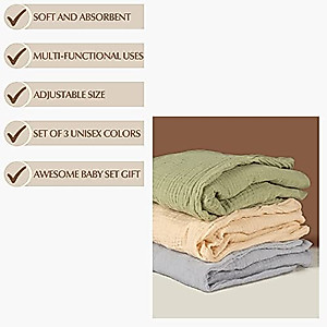 Muslin Changing Pad Cover Unisex, Solid Color Muslin Baby Changing Mats for Boys & Girls, 100% Cotton 3-Pack Breathable and Skin-Friendly Changing Table Covers, Large