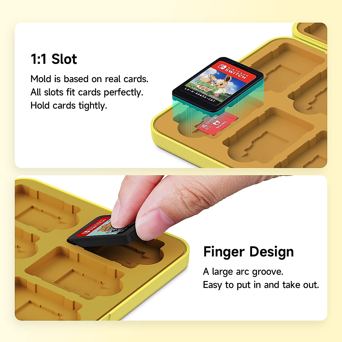 JINGDU 24-Slot Switch Game Card Case Compatible with Switch Games & micro SD Card, Hard Shell, Soft Lining, the Games Holder Suitable for Switch, Lite & OLED Game Card, Yellow Random Pattern