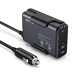 BESTEK 150W Power Inverter DC 12V to 110V AC Converter 4.2A Dual USB Car Plug Adapter Outlet Converter (Gray)