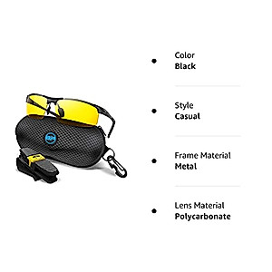 BLUPOND Yellow Glasses for Men/Women - Anti Fog Semi-Polarized Shooting Safety Glasses for Ultimate Eye Protection (black)