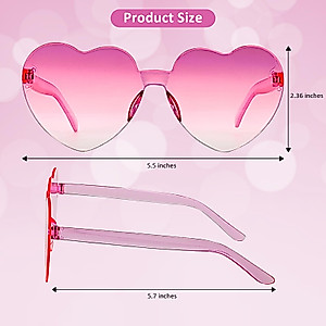 KIDZVEFUN Bachelorette Party Favors, Heart Sunglasses, 9 Pack Heart Shaped Rimless Transparent Cute Fun Sunglasses for Women Valentines Day Gifts Party Supplies (1 White+8 Pink)