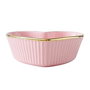 Angoily Porcelain Heart- shaped Bowls Deep Heart Plates Salad Bowl Fruit Bowl for Desserts Pasta Dinner Pink