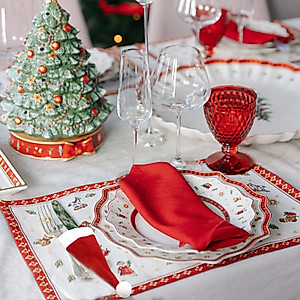 GSD 32pcs Santa Tableware Holders Wine Bottle Cover Silverware Cutlery Decor for Christmas Dinner Table Decorations, (Red & White)