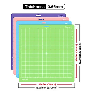 Gwybkq Cutting Mat for Cricut Maker 3/Maker/Explore 3/Air 2/Air/One 12 Pack 12x12 Variety Grip Sticky Pad Replacement Accessories for Silhouette Cricket Card Supplies Standard Light Strong Frabic