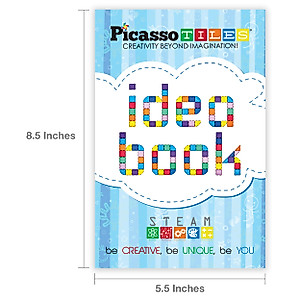 PicassoTiles STEAM Idea Book - 230 Pages of Magnet Tiles Building Block Creation Ideas Installation Instruction Toy Difficulty Guide Indicator Learning Book Brain Development for Kids Age 3+