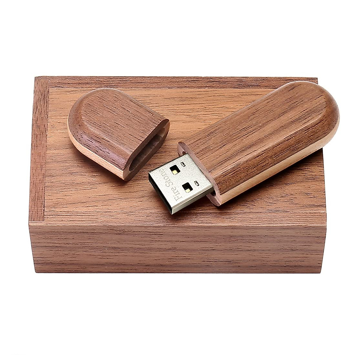 USB 2.0 Flash Drive Two-Color Wood USB 2.0 Memory Stick Pen Drives with Wooden Box (16GB, Tan)