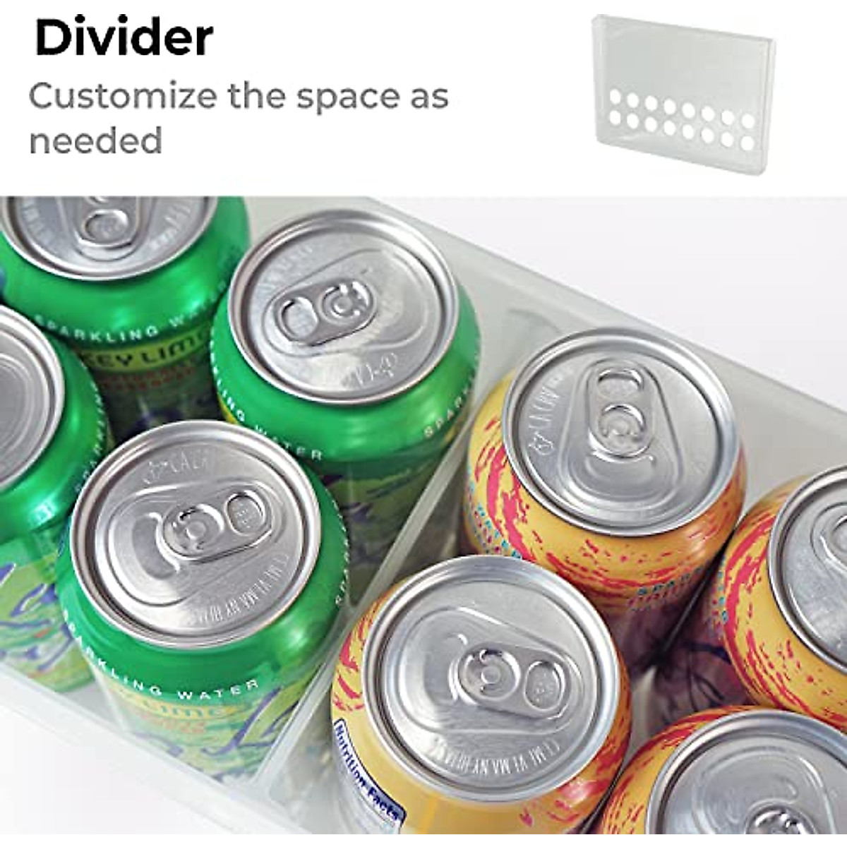 carrotez Soda Can Organizer 11-12 Standard Cans, Beverage Organizer for Refrigerator Pantry Freezer Kitchen Organization and Storage, Beverage Soda Dispenser Plastic BPA Free Storage Rack