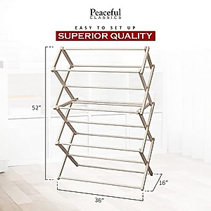 Peaceful Classics Wooden Laundry Rack - Amish Handmade Wooden Clothes Drying Rack - Foldable Drying Rack for Towel, Blanket, Linen Household Essentials - for Indoor Or Outdoor Use (52" x 36" x 16")