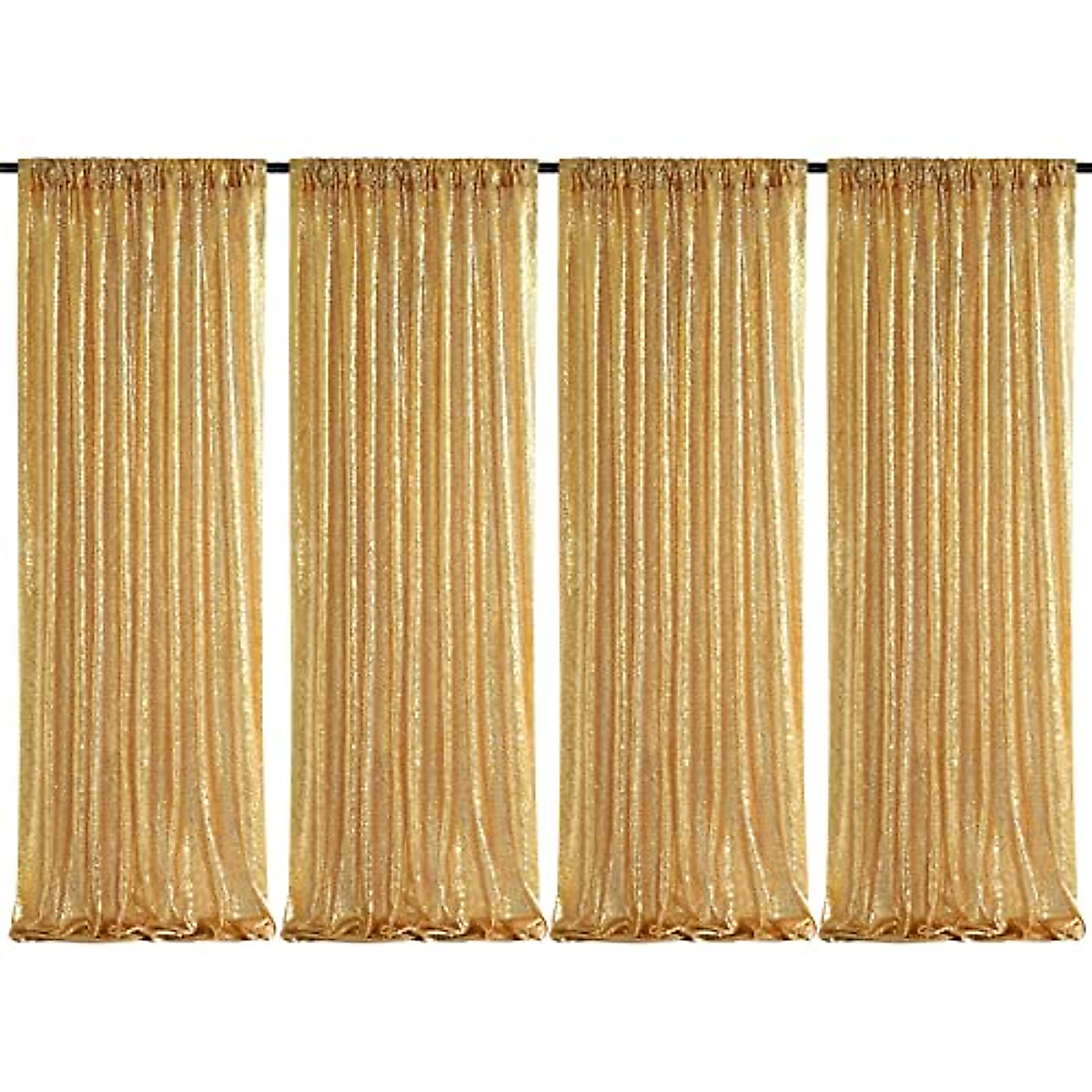 SoarDream Sequin Backdrop Curtain 4 Panels 2ftx8ft Wedding Ceremony Background Backdrop Glitter Shimmer Fabric Gold Backdrop Drapes