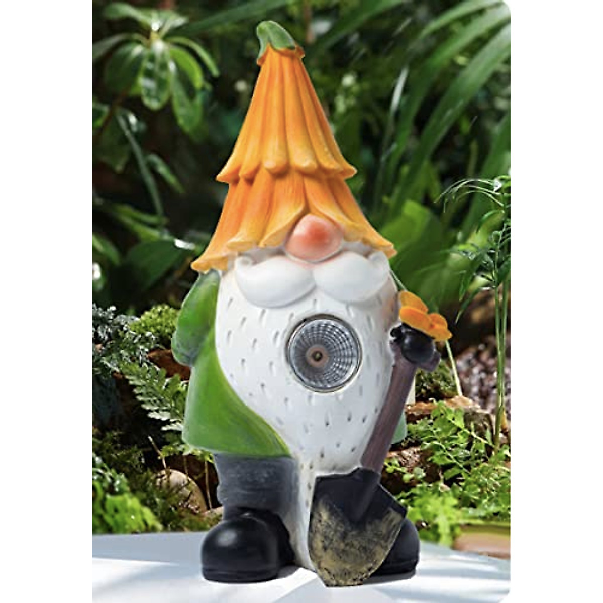 HymoConn Outdoor Garden Statue Gnome Deco, Resin Garden Statues Scuptures with Solar Led Lights, Outside Decorations for Patio Yard Lawn Porch, Ornament Gifts