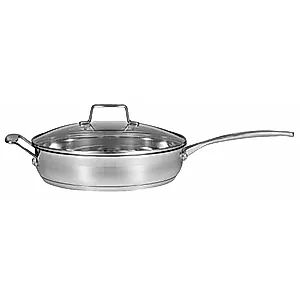 SCANPAN Impact 11” Saute Pan with Lid - Made of Durable 18/10 Stainless Steel - Dishwasher & Oven Safe