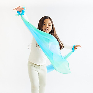 Sarah's Silks Wrist Streamers | 100% Silk Montessori and Waldorf Toys | Rhythm Ribbons for Dance, Imaginative, and Pretend Play | Includes 2 Pieces (Sea)