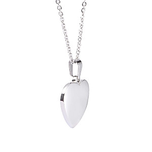 Personalized Silver Heart Necklace Pendant Custom Engraved Free