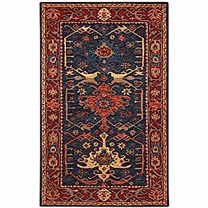 Naz Carpet Handmade Traditional Woolen Persian Rugs for liviing Room,Bedroom and Hall (Color D.Blue 6x9 Feet)
