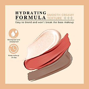 NewBang 3pcs Contour Beauty Wand Blush Highlighter Contouring Stick Set With Cushion Applicator Liquid Cream Face Rouge Bronzer Luminizers Pen Trio Smooth Blendable Moisturizing Waterproof Makeup