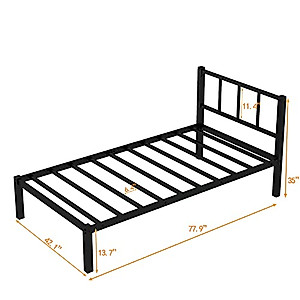 DHHU Triple Twin Bunk Bed, Metal Bunk Bed, Metal Bed Frame, Suitable for Bedroom, Apartment, Dorm, Space-Saving, Black