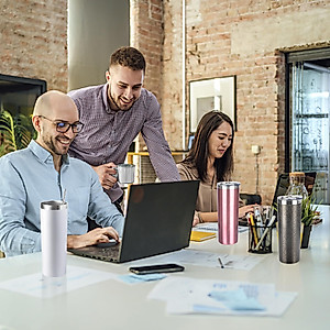 FristChoice 20 oz Skinny Tumblers with Lid and Straw,Stainless Steel Vacuum Insulated Tumbler Cup Double Wall Travel Coffee Mug, Thermal Water Tumbler for Hot and Cold Drinks(Rose Gold,1)